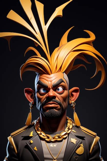 Personaje Masculino De Dibujos Animados De Aspecto Feroz Estilo De