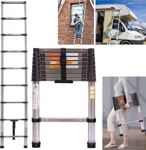 Scala Telescopica Da 26 M Prolunga Telescopica Portatile In Acciaio Inox Compatta Con Tetto