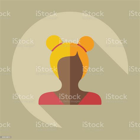 Flat Modern Design With Shadow Icon Silhouette Girl Creative Hairstyle