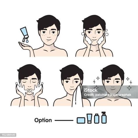 페이셜 케어 하는 방법을 단계별로 설명 합니다 벡터 일러스트입니다 메이크업 화장품에 대한 스톡 벡터 아트 및 기타 이미지