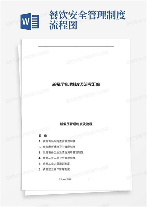 食堂管理制度与流程图Word模板下载 编号lwbjyvga 熊猫办公