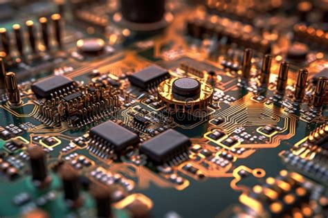 Close Up Of Ai Circuit Board With Microchips Stock Illustration Illustration Of Engineering