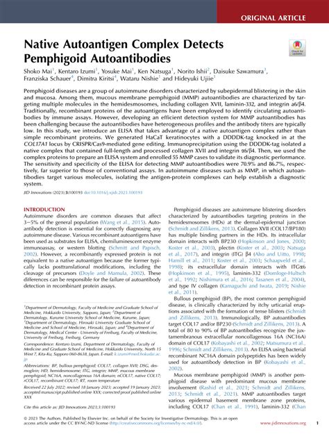 Pdf Native Autoantigen Complex Detects Pemphigoid Autoantibodies
