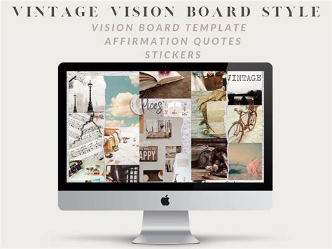 Vintage Online Vision Board Canva Template