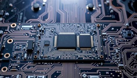 Tabla De Circuitos Con Chips Cables Conectores Y Componentes