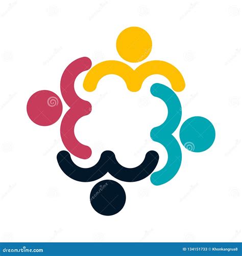 People Logo Group Teamwork Symbol Of Four Persons In A Circle Stock