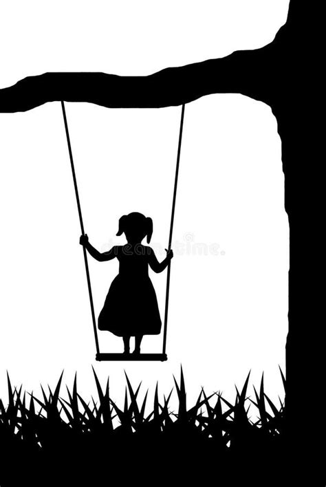 Ungepojke Och Ungeflicka Med Gunga Stock Illustrationer Illustration