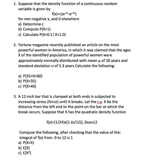 solved 1 suppose that the density function of a continuous