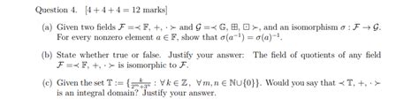 question 4 [4 4 4 12 marks ] a given two fields