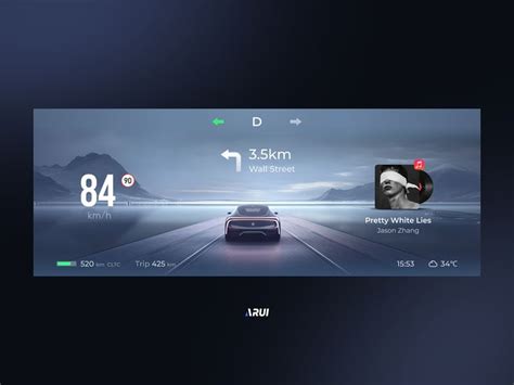 Dashboard Design For Car Ui With Speed Limit Display