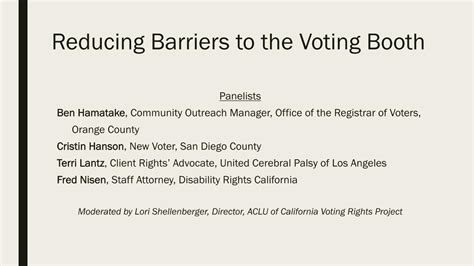 Pdf Reducing Barriers To The Voting Booth · Reducing Barriers To The