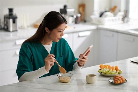 Premium Photo Woman Checking Posts On Social Media