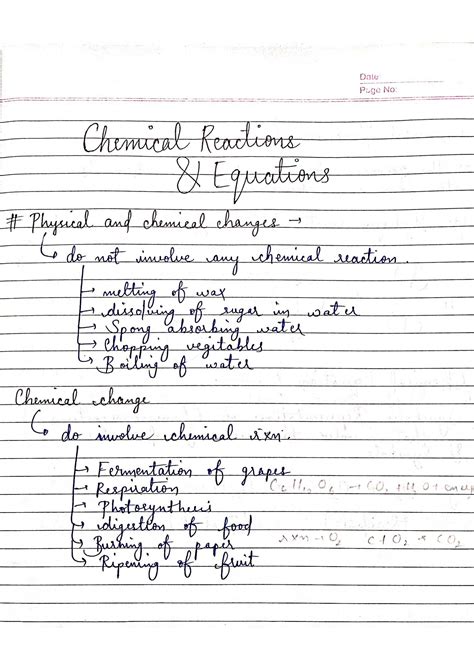 Solution Chemical Reaction And Equations Handwritten Notes Studypool
