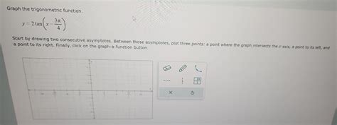 solved graph the trigonometric function y 2tan x−43π start