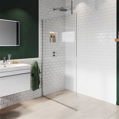 Aquadry Cassien Chrome Effect Rectangular Wet Room Glass Screen Kit