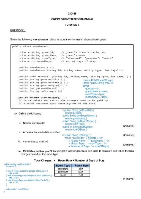 Csc 435 Tutorial 7 Object Oriented Programming Solutions Studocu