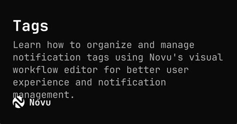 Tags Novu Documentation