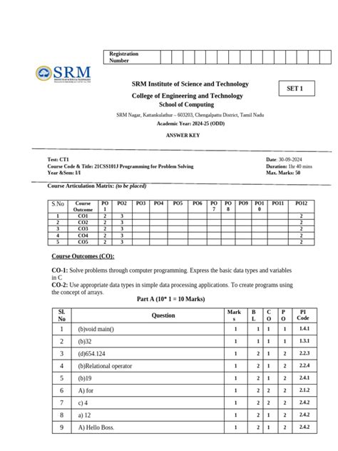 Srm Institute Of Science And Technology College Of Engineering And Technology Pdf Algorithms