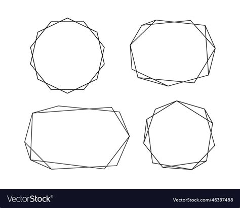 Simple Geometric Frame Border Line Art Set Modern Vector Image