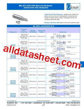 M83513 05 02 Datasheetpdf Glenair Inc