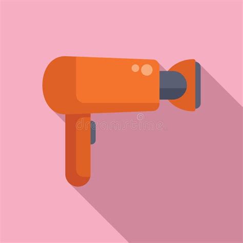 Flat Design Icon Of Orange Hair Dryer Stock Vector Illustration Of