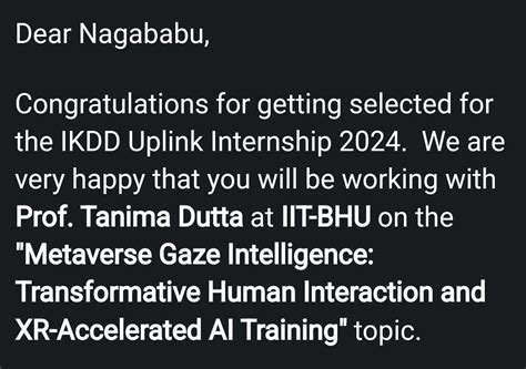 Nagababu Molleti On Linkedin Ikdduplinkinternship2024 Iitbhu Ai