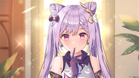 Beautiful Anime Girl Keqing Keeping You Quite Genshin Impact 2k