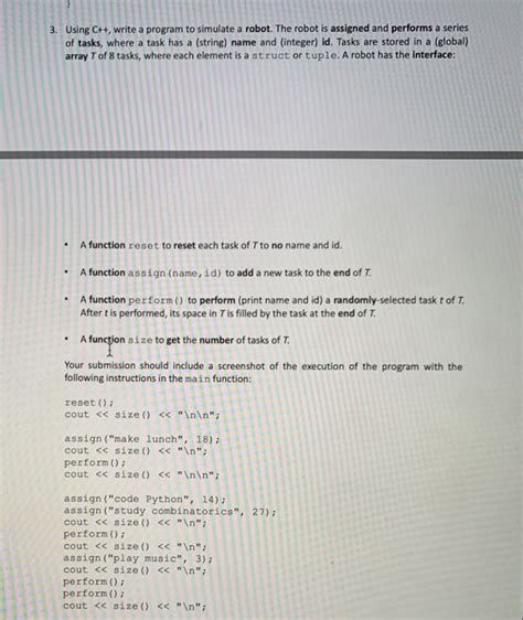 Solved 3 Using C Write A Program To Simulate A Robot