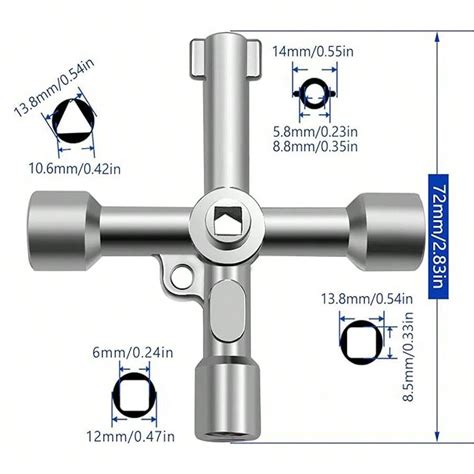 1pc 4 Way Key Wrench Multi Function Elevator Door Water Meter Valve
