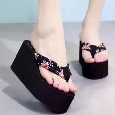 Arris Sandal Wedges Spon Balok Bunga Sendal Wedges Jepit Bunga Lazada Indonesia