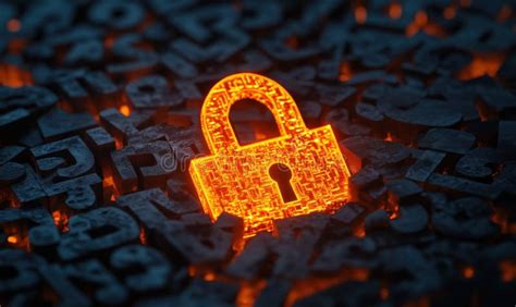 digital security lock glowing amidst dark abstract background of