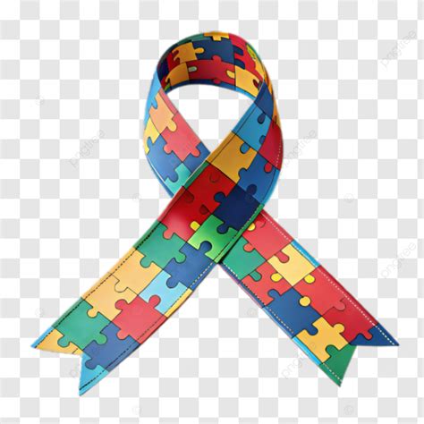 Shining 3d Autism Awareness Ribbon Glossy Puzzle Pattern Unity