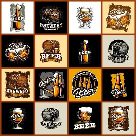 Набор логотипов пива Премиум векторы Beer Logo Beer Beer Poster