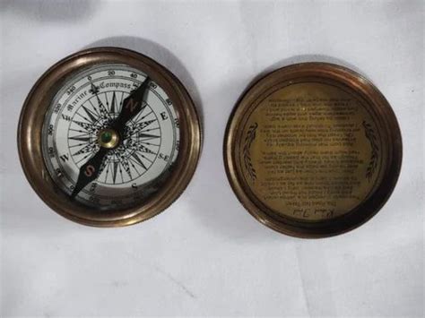 Brown Solid Brass Vintage Compass For Measuring Direction Size