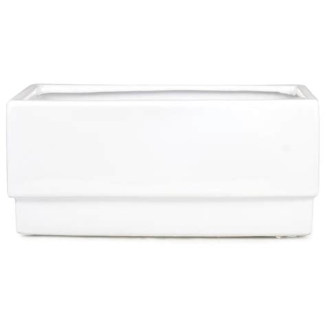 Unbranded Glazed White Rectangular Planter