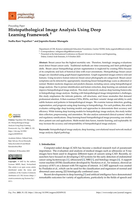 Pdf Histopathological Image Analysis Using Deep Learning Framework