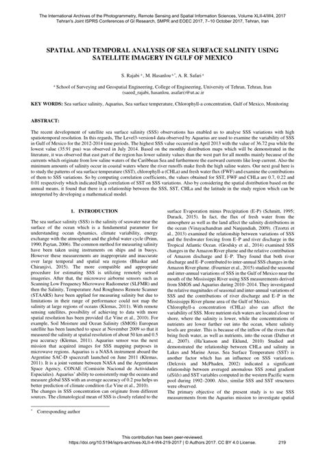 PDF SPATIAL AND TEMPORAL ANALYSIS OF SEA SURFACE SALINITY USING