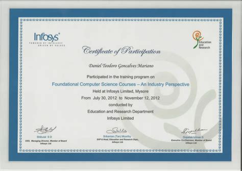 2012 Infosys Certificate Pdf