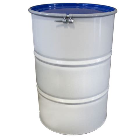 Gallon White Steel Open Head Drum Unlined W Blue Cover Bolt Ring Thickness Of