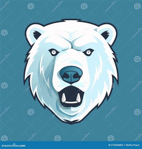Cartoon Esports Fierce Polar Bear Head Logo Generative Ai Stock