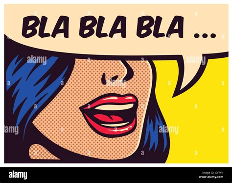 Pop Art Style Comic Book Panel With Girl Talking Nonsense Small Talk