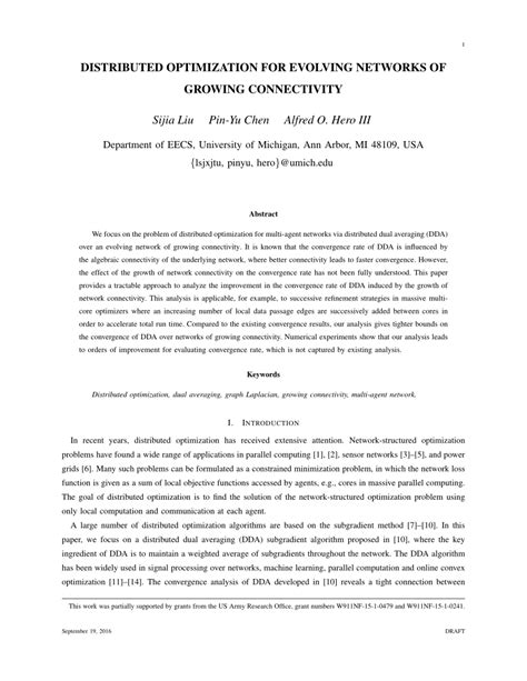 Pdf Distributed Optimization For Evolving Networks Of Growing