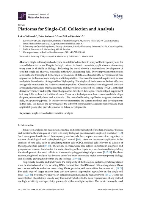 PDF Platforms For Single Cell Collection And Analysis