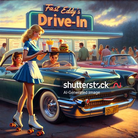 American White Girl Car Hop Waitress Ai Generated Image 2474034025