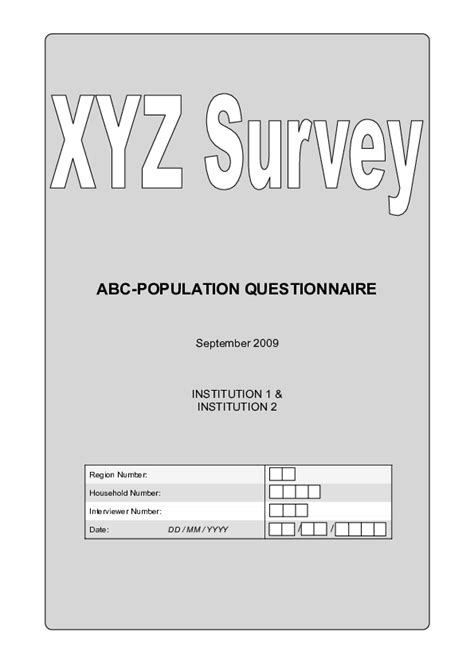 Pdf Mock Questionnaire Sample