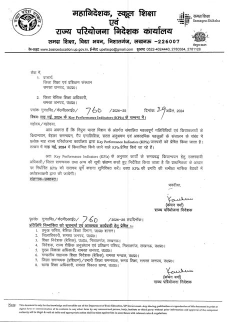 माह मई2024 के Key Performance Indicators Kpisके सम्बन्ध में