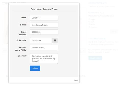 Custom Contact Form Front End Examples Plugin Company Knowledge Base