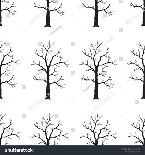 Seamless Pattern Naked Tree Silhouette Dead Stock Vector Royalty Free