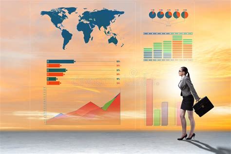 Businesswoman In Visual Analytics Business Concept Stock Illustration