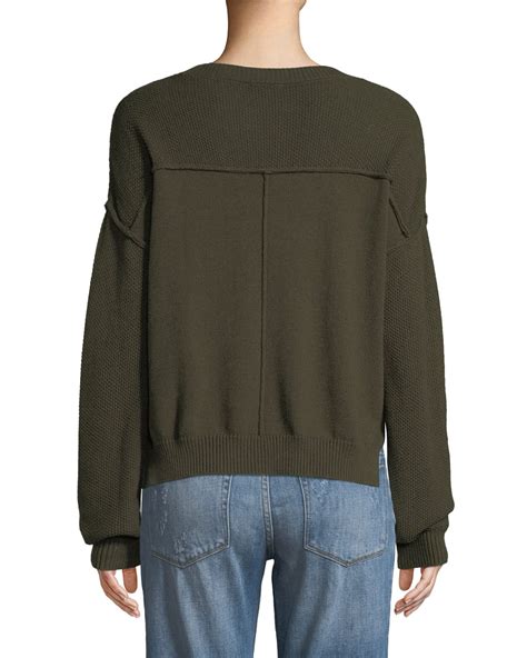 Rails Stafford Crewneck Military Patch Knit Sweater W Seam Details